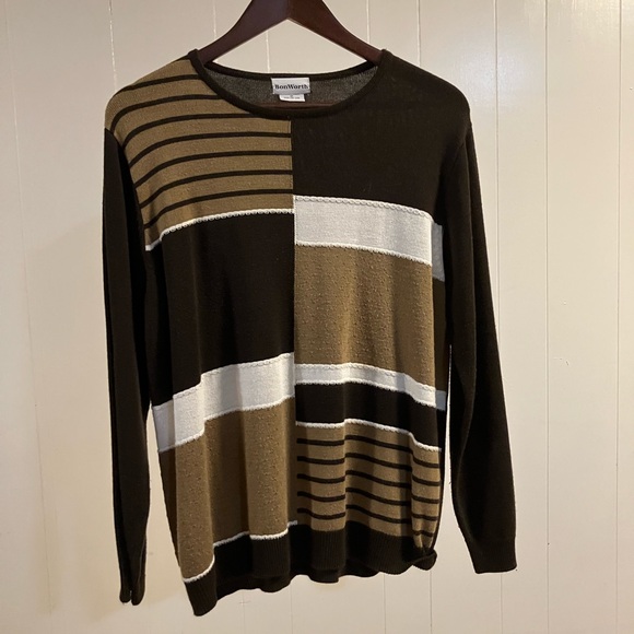 BonWorth | Sweaters | Vintage Bonworth Brown And Tan Knit Sweater ...